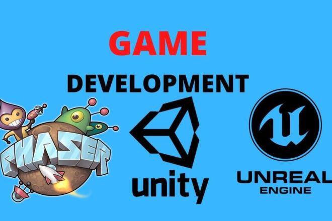 Do 2d game 3d game development in Unity, Phaser, Unreal Engine, Godot ...